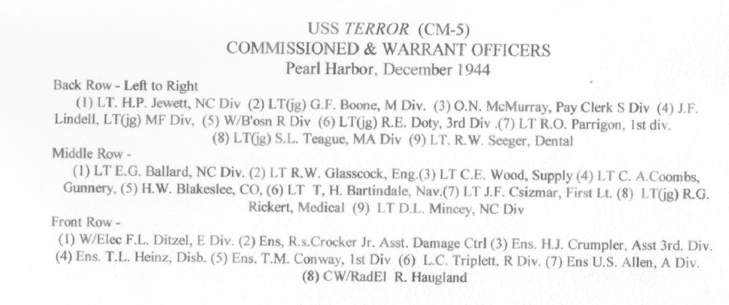 Group Pictures - USS Terror (CM-5)